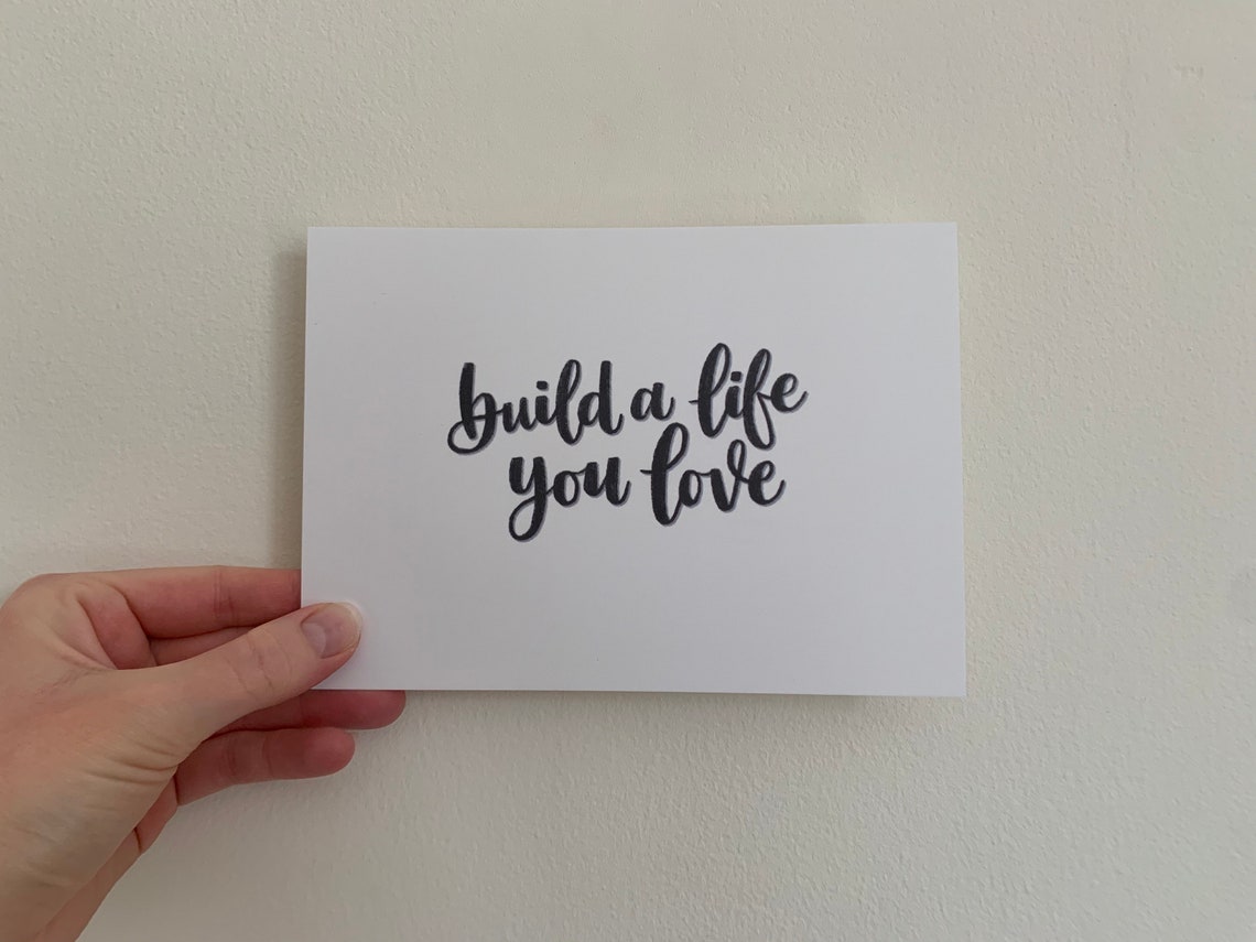 Build A Life You Love Print Calligraphy, Motivation, Quote, Set, Home ...