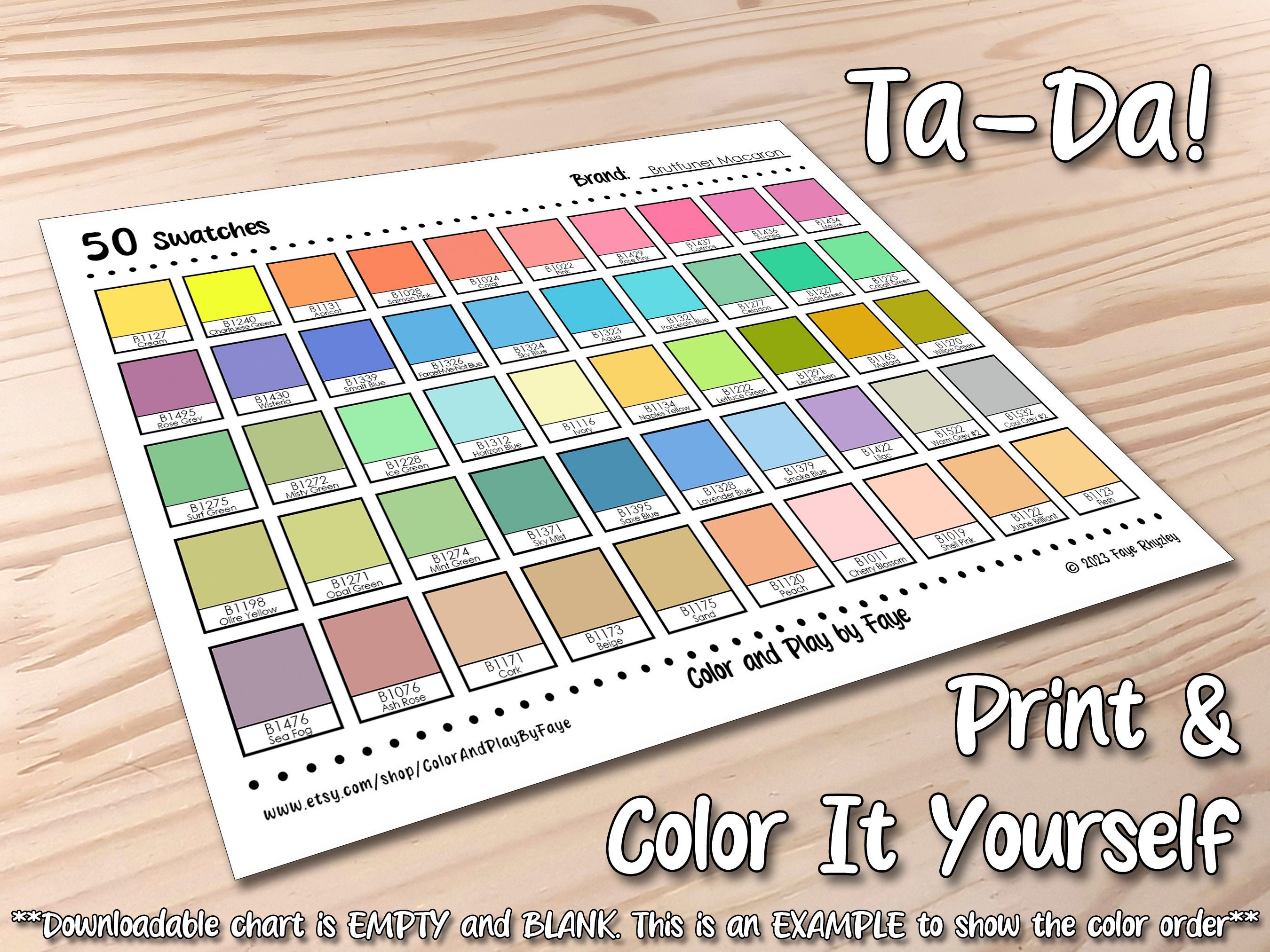 Brutfuner Macaron Colored Pencils 50 Swatch Page DIY Colored Pencil ...