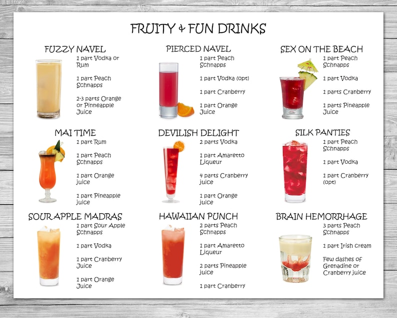 Printable Drink Specials Recipe Cards | Printable PDF | US Letter & A4 ...