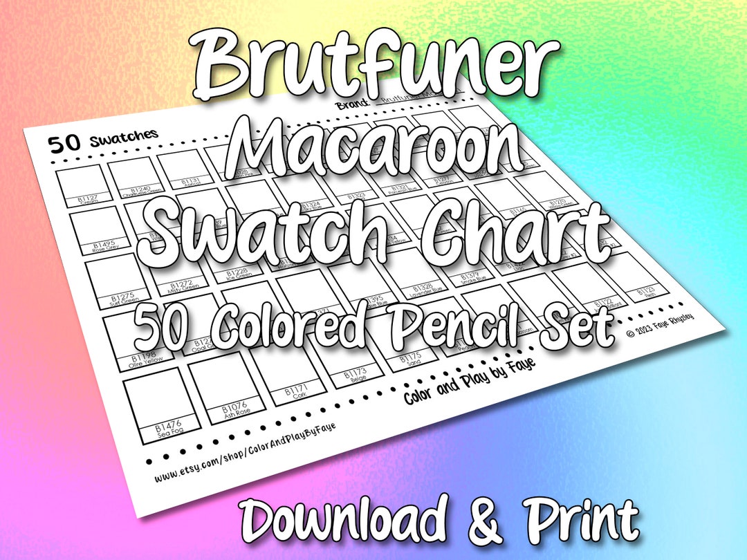 Brutfuner Macaron Colored Pencils 50 Swatch Page DIY Colored Pencil ...