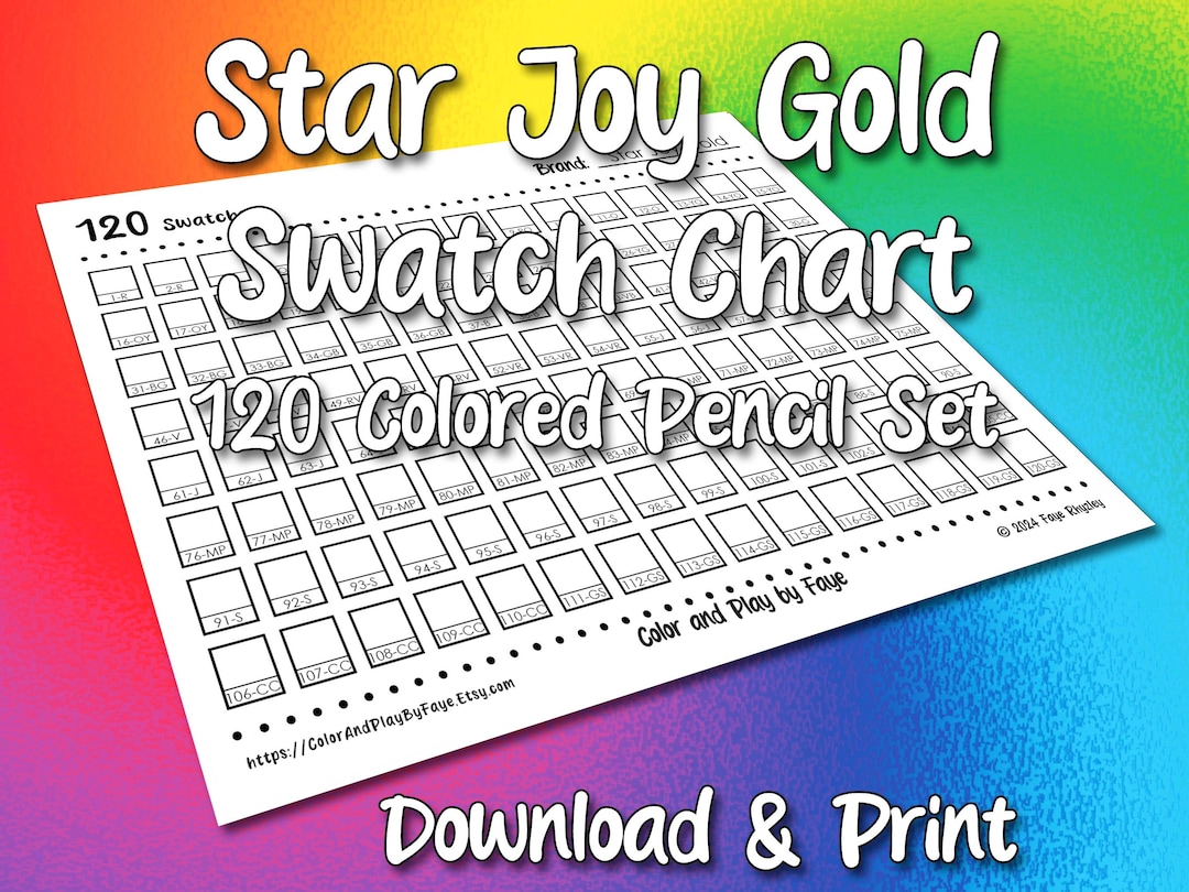 Star Joy Gold 120 Swatch Chart for Colored Pencil Set | DIY Printable ...
