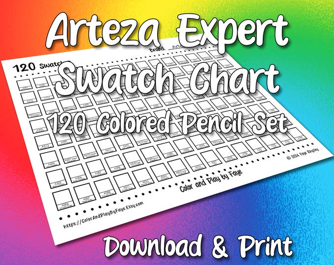 Arteza Expert 72 Swatch Chart Bundle DIY Colored Pencil Charts Color ...