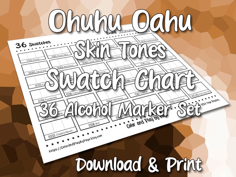 Ohuhu Oahu Skin Tone Marker Swatch Chart (US Letter & A4) (printable ...