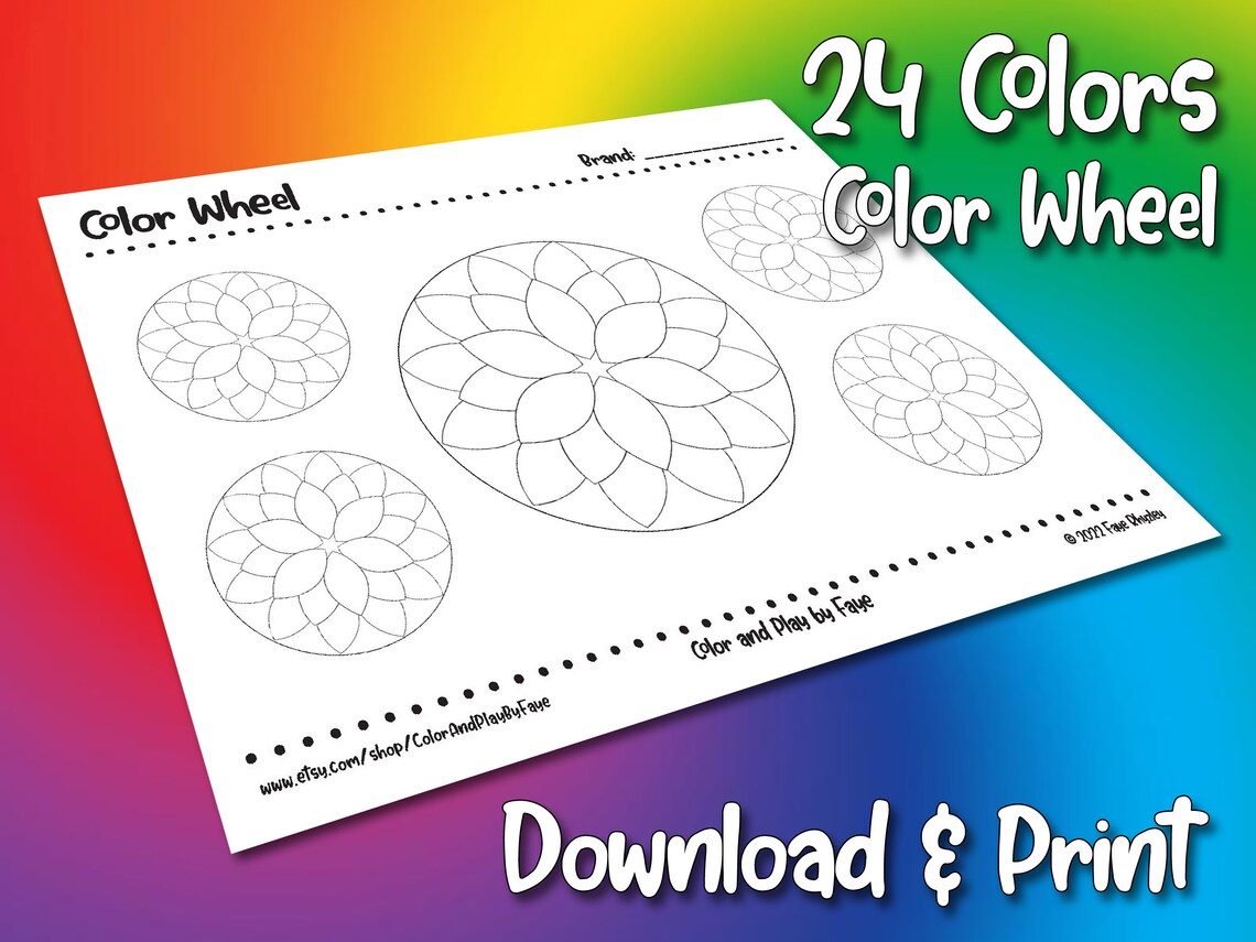 Blank Color Wheel Chart Printable Page DIY Color Chart - Etsy Canada