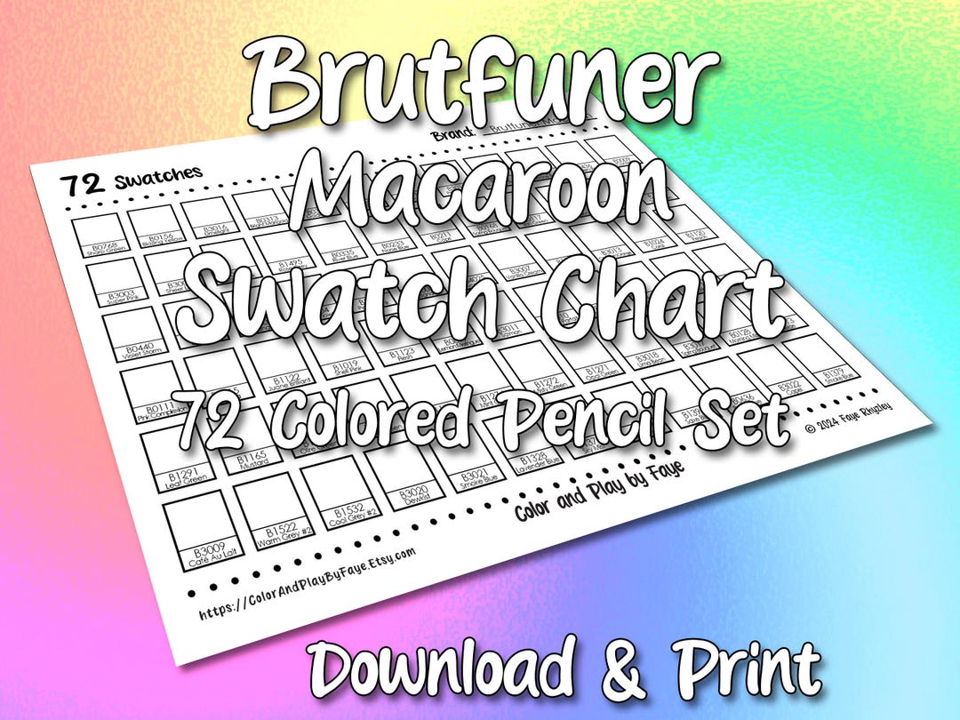 Brutfuner Macaron Colored Pencils 72 Swatch Page DIY Colored Pencil ...