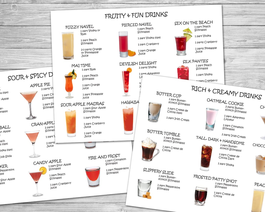 Printable Drink Specials Recipe Cards | Printable PDF | US Letter & A4 ...