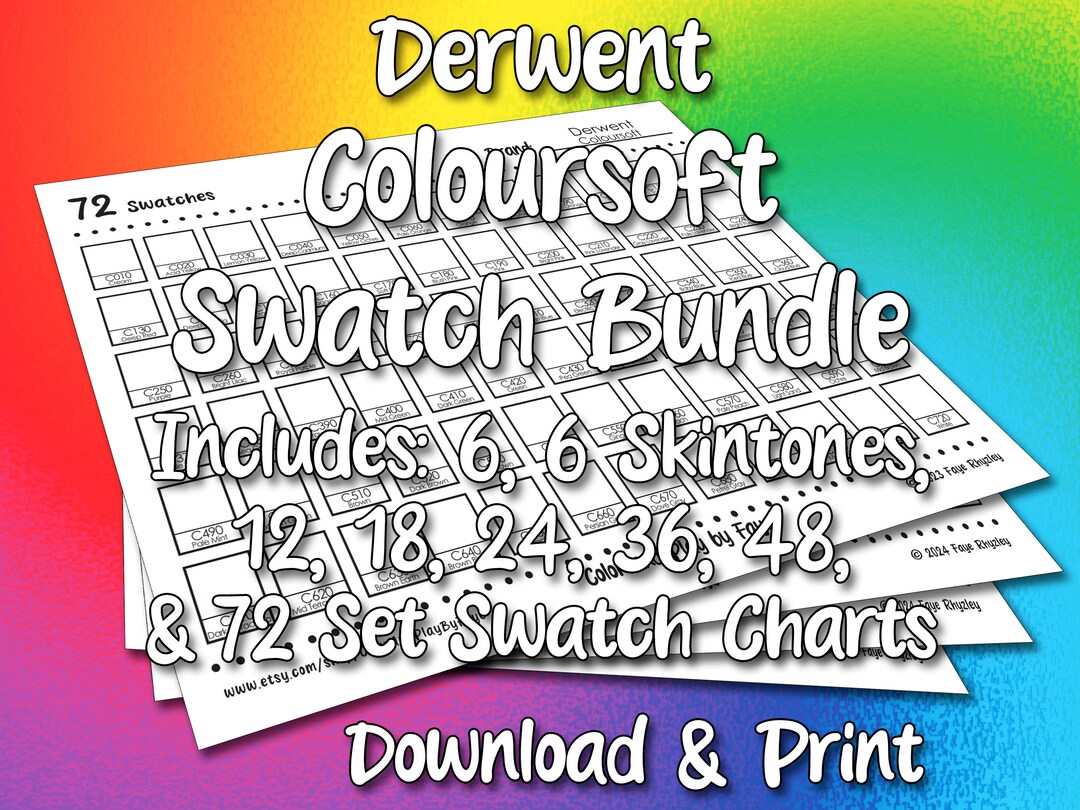 Derwent Coloursoft 72/48/36/24/18/12/6 Swatch Chart Bundle DIY Colored ...