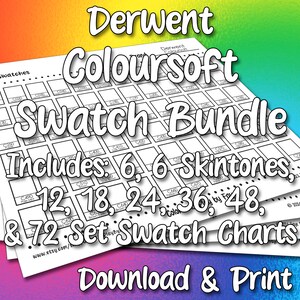 Derwent Coloursoft 72/48/36/24/18/12/6 Swatch Chart Bundle DIY Colored ...