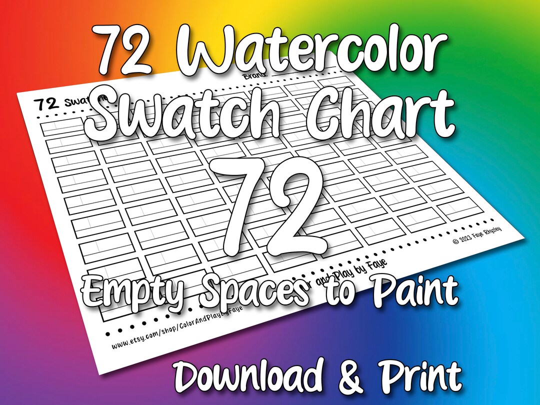 Swatch Chart 72 for Watercolor Pencils | DIY Printable PDF Color Chart ...
