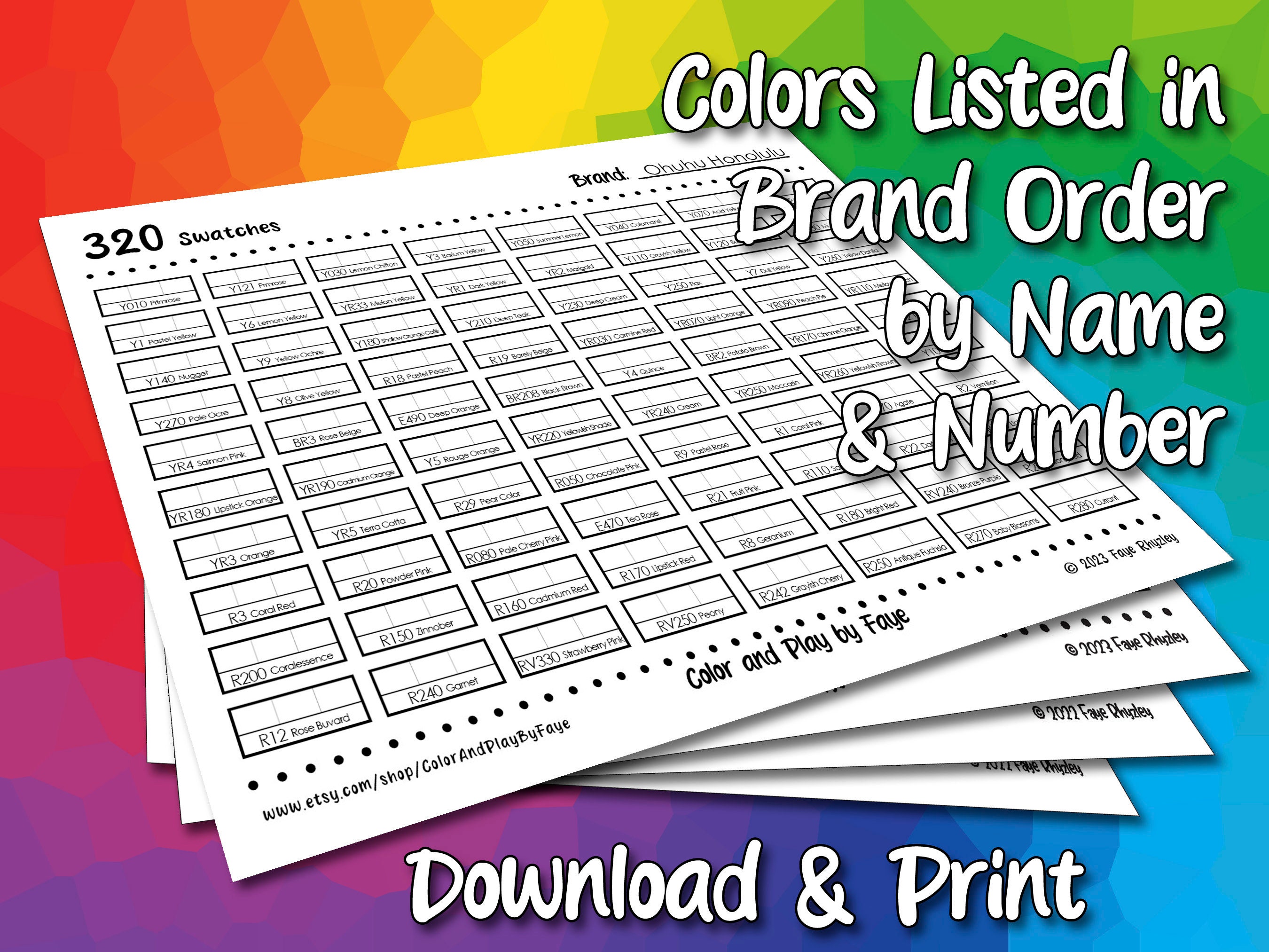 Ohuhu Honolulu 320 Marker Swatch Blank Chart Printable DIY Color Chart ... Ohuhu Honolulu 320 Marker Swatch Blank Chart Printable DIY Color Chart ...