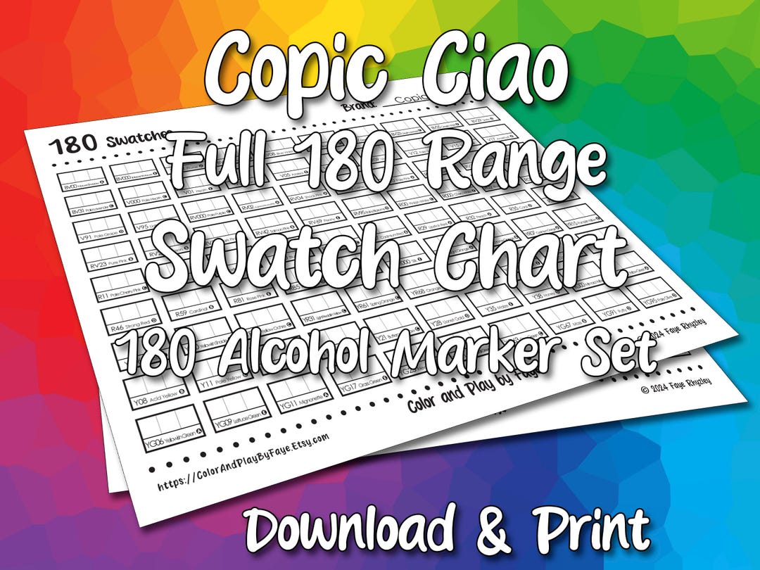 Copic Ciao 180 Marker Swatch Blank Chart Printable DIY Color Chart ...