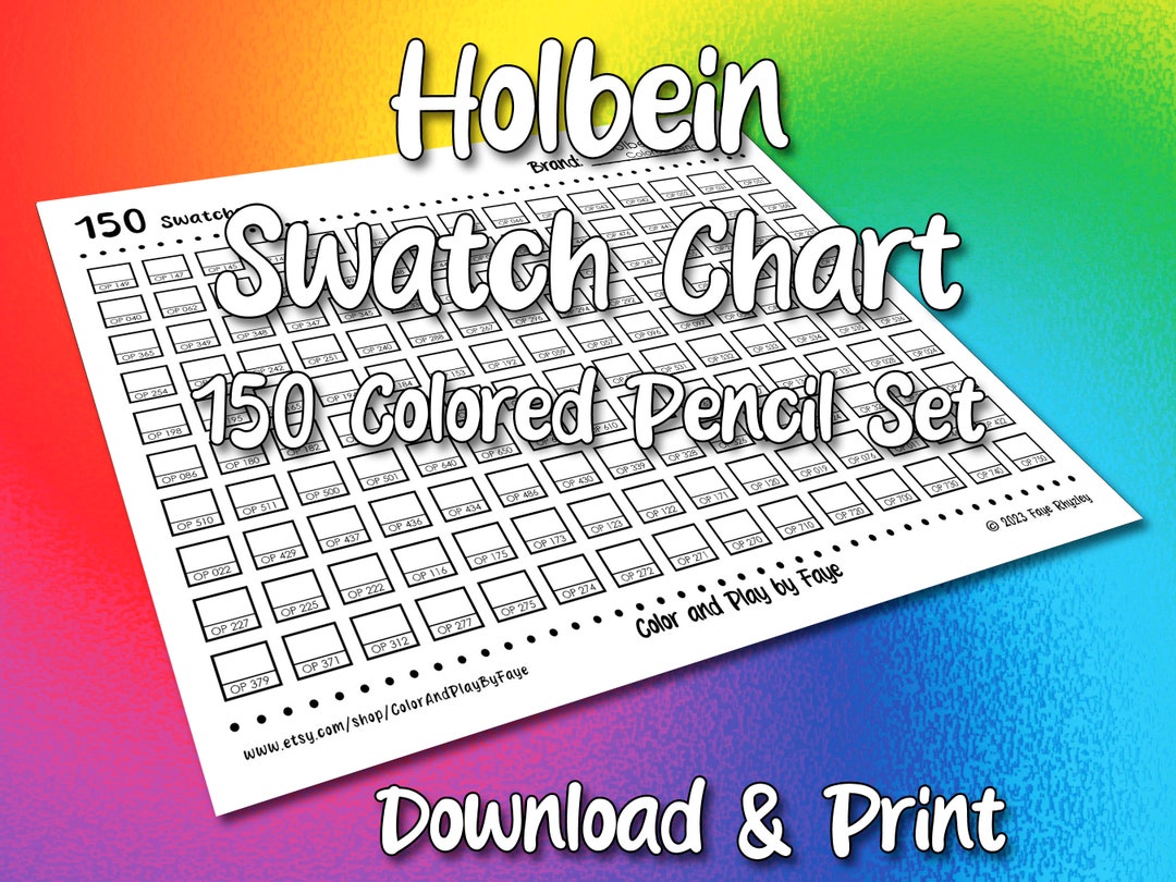 Holbein 150 Swatch Chart for Colored Pencil Set | DIY Printable PDF ...