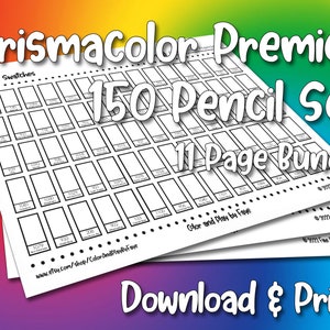Prismacolor Premier 150 Swatch Chart Bundle DIY Colored Pencil Charts ...