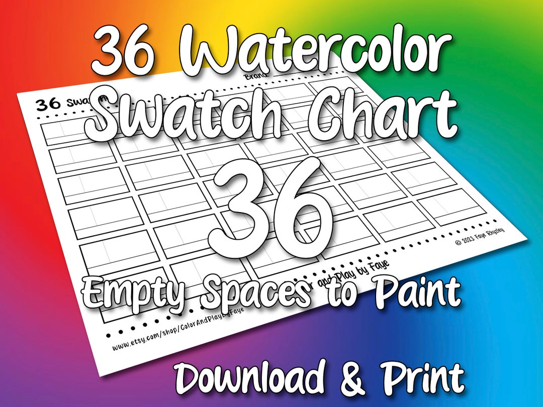 Swatch Chart 36 for Watercolor Pencils | DIY Printable PDF Color Chart ...