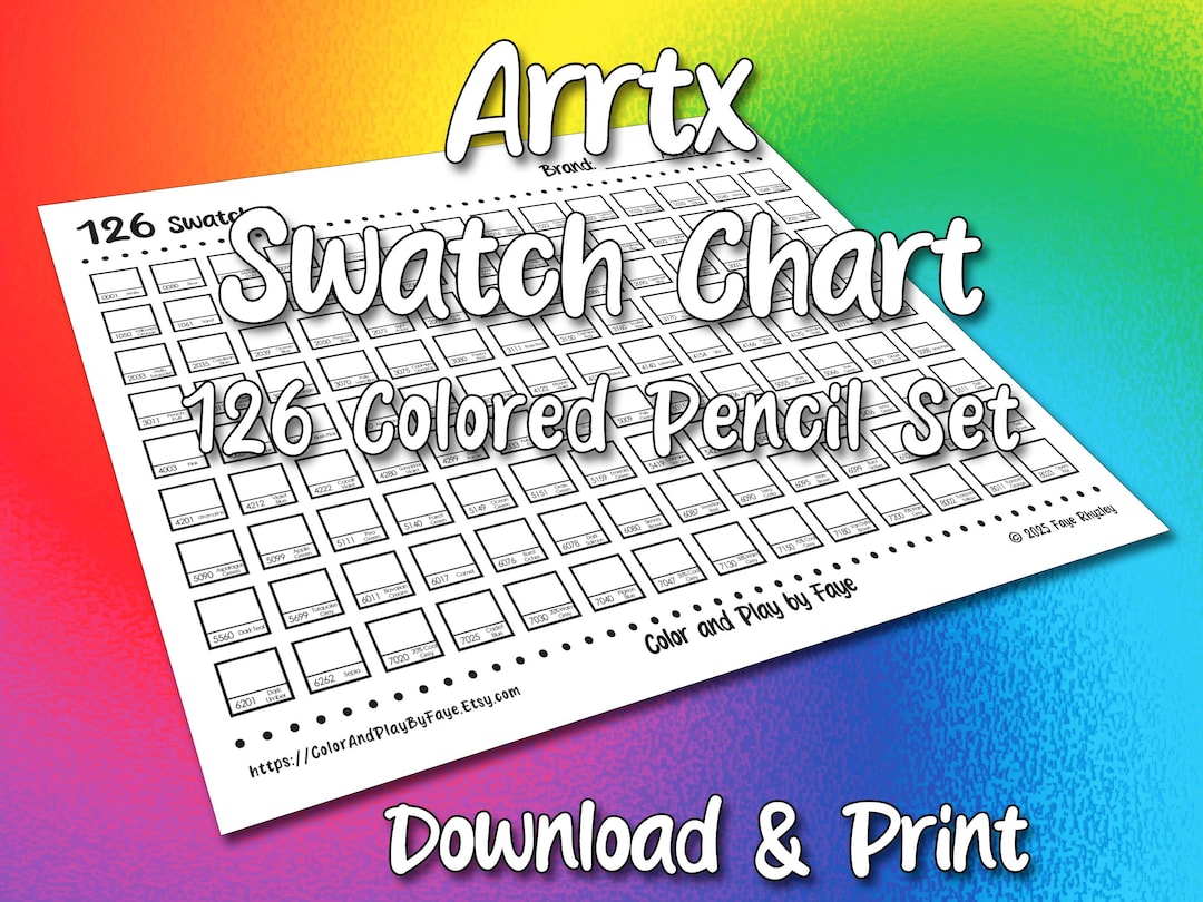 Arrtx 126 Swatch Chart for Colored Pencil Set | DIY Printable PDF Color ...