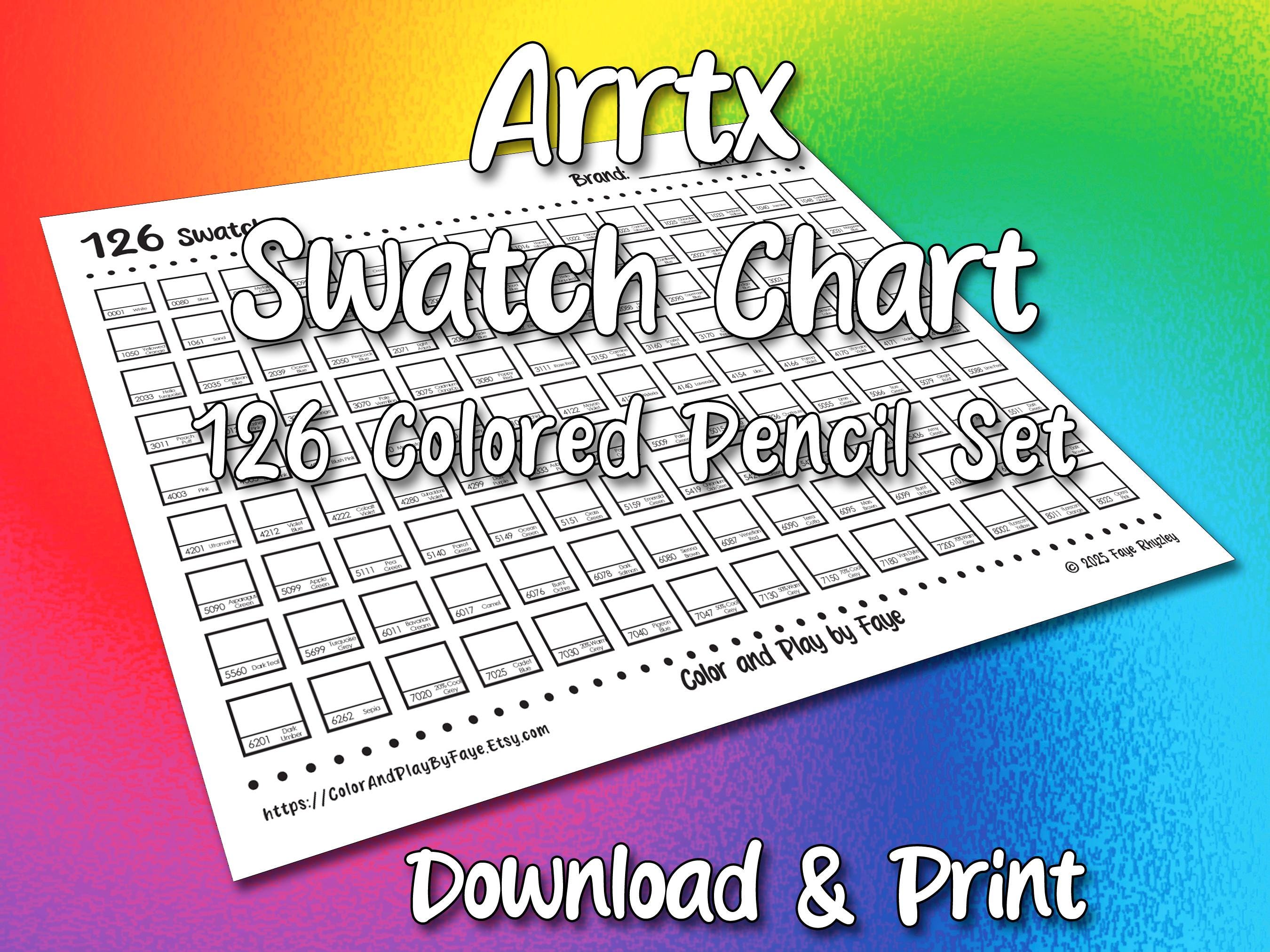 Arrtx 126 Swatch Chart for Colored Pencil Set | DIY Printable PDF Color ...