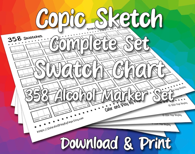 Copic Sketch 358 Swatch Chart for Brush Tip Alcohol Marker Range | DIY ...