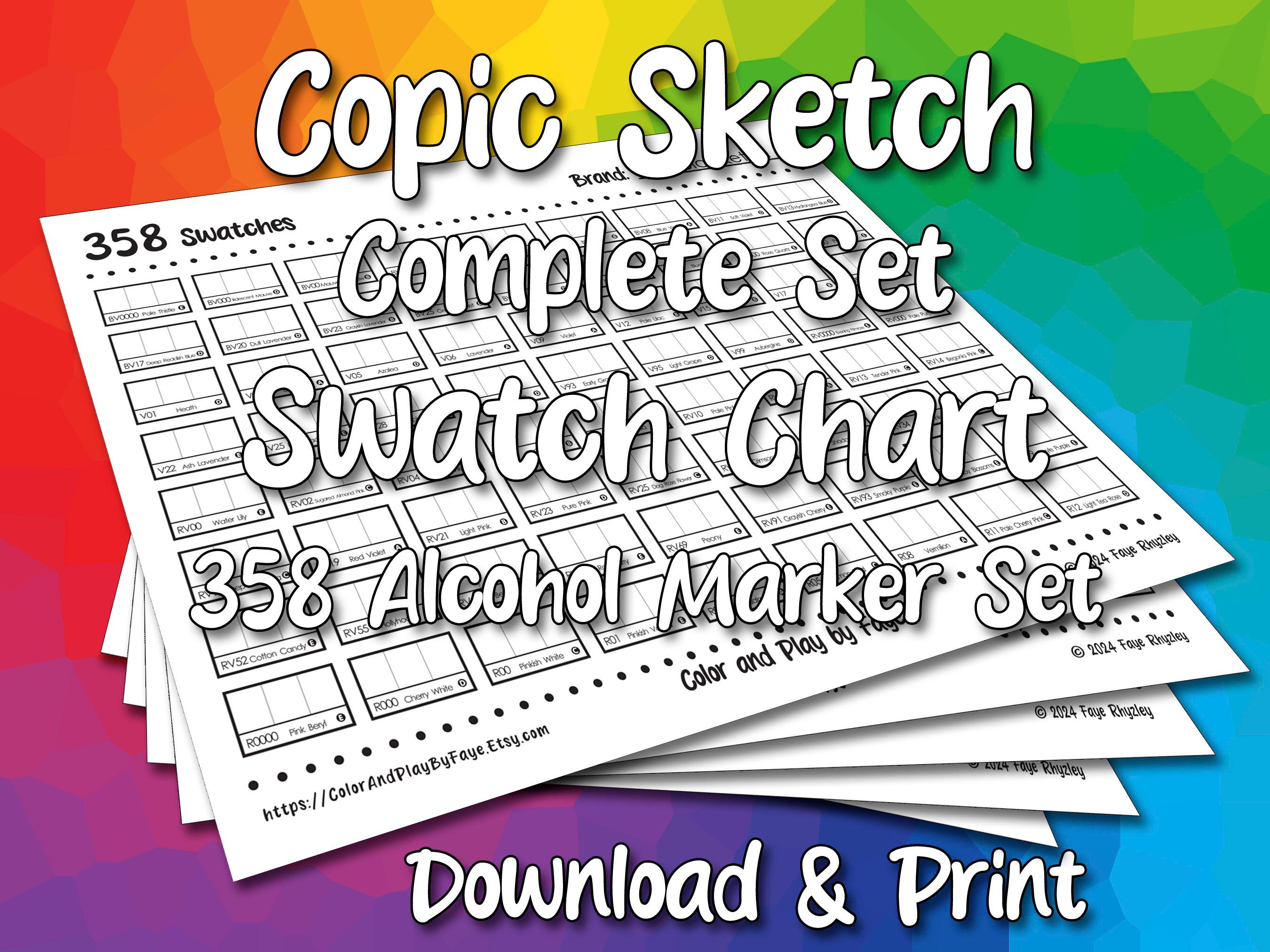 Copic Sketch 358 Swatch Chart for Brush Tip Alcohol Marker Range | DIY ...
