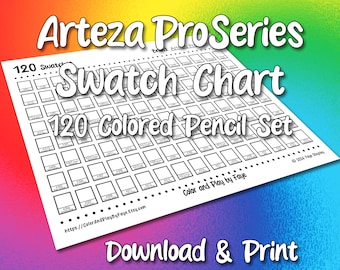 Arteza Expert 72 Swatch Chart Bundle DIY Colored Pencil Charts Color ...