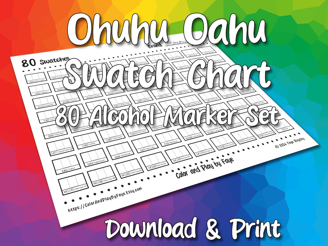 Ohuhu Oahu 80 Swatch Chart for Chisel Tip Alcohol Marker Set | DIY ...