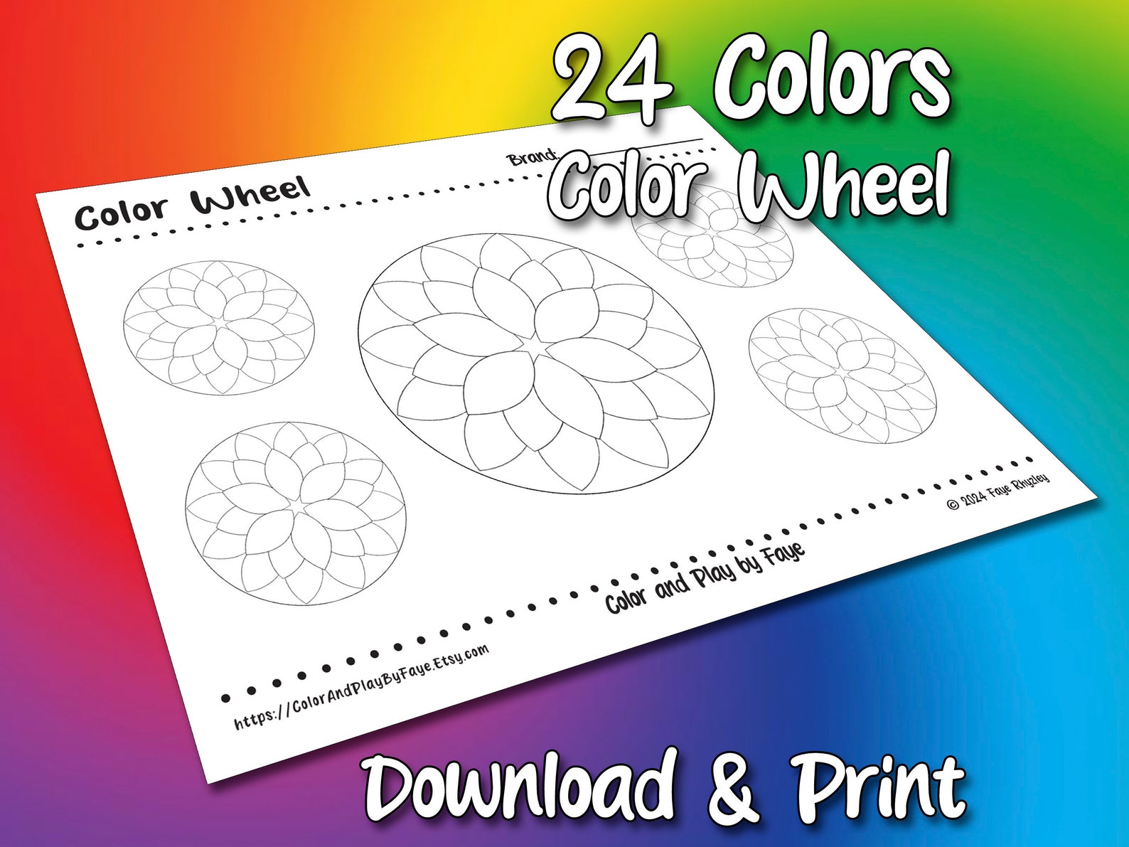 Blank Color Wheel Chart Printable Page DIY Color Chart Download and ...