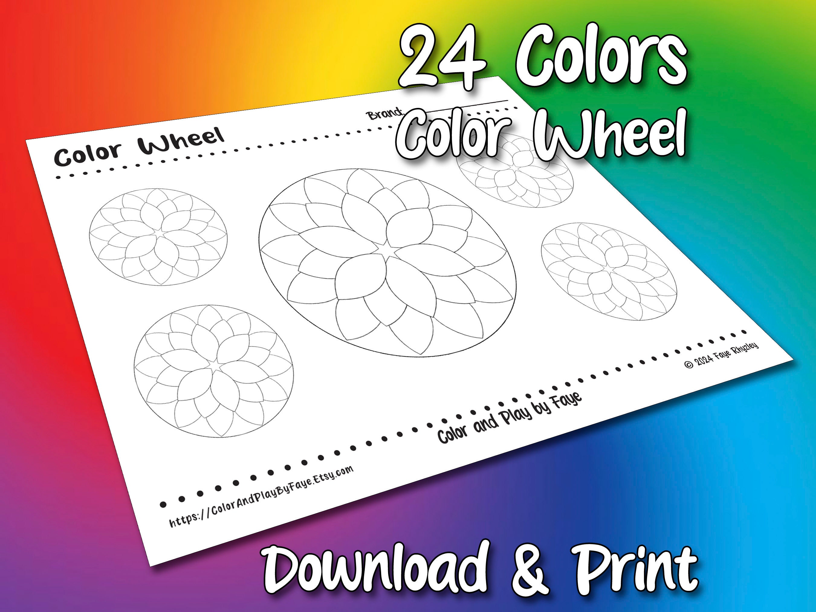 Blank Color Wheel Chart Printable Page DIY Color Chart Download and ...