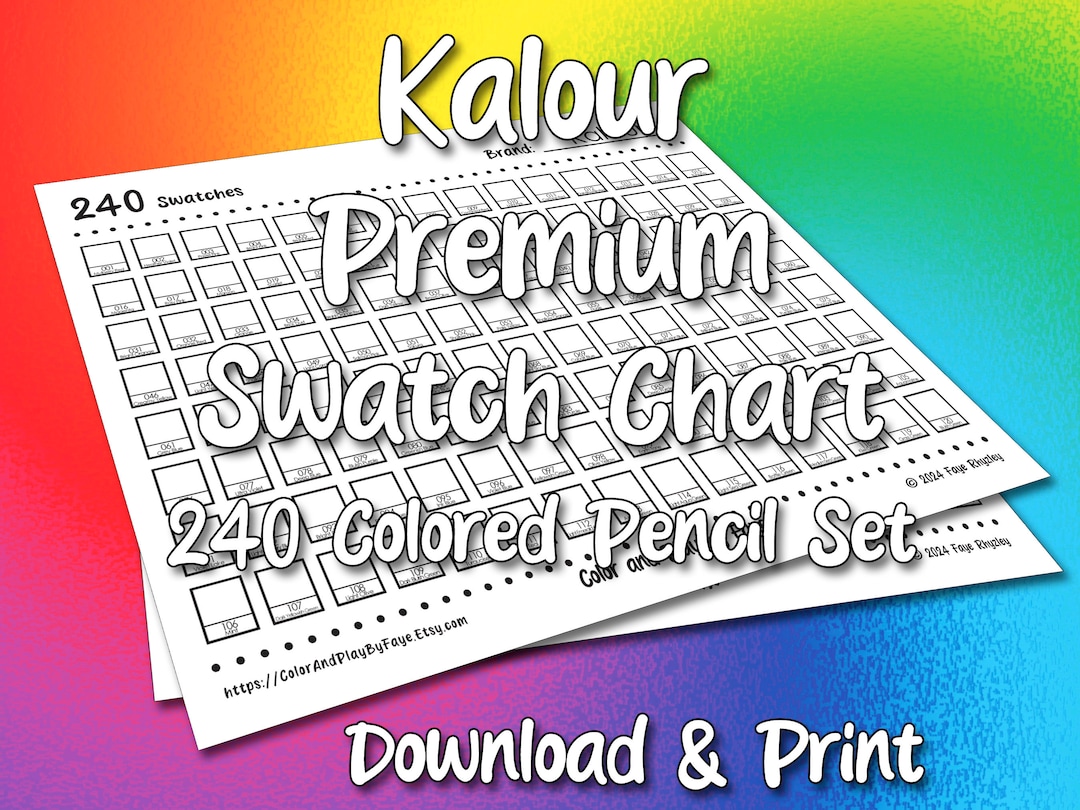Kalour 240 Swatch Chart for Premium Colored Pencil Set | DIY Printable ...