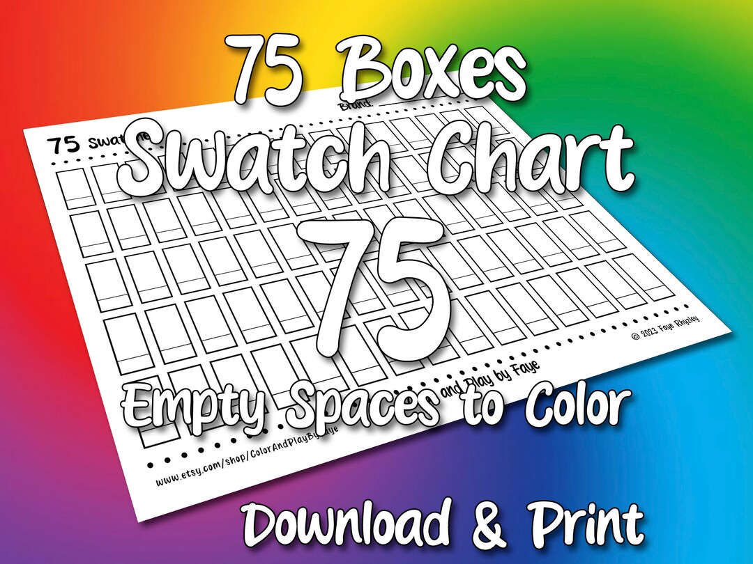 75 Swatch Blank Color Chart Printable Page DIY Color Chart Download and ...