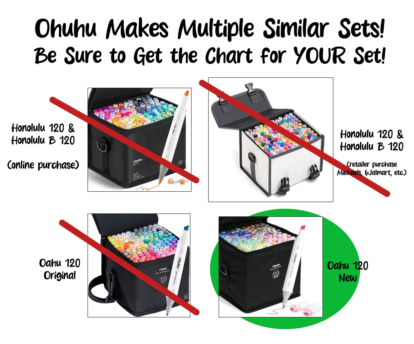 Ohuhu Oahu New 120 Swatch Chart for Chisel Tip Alcohol Marker Set | DIY ...
