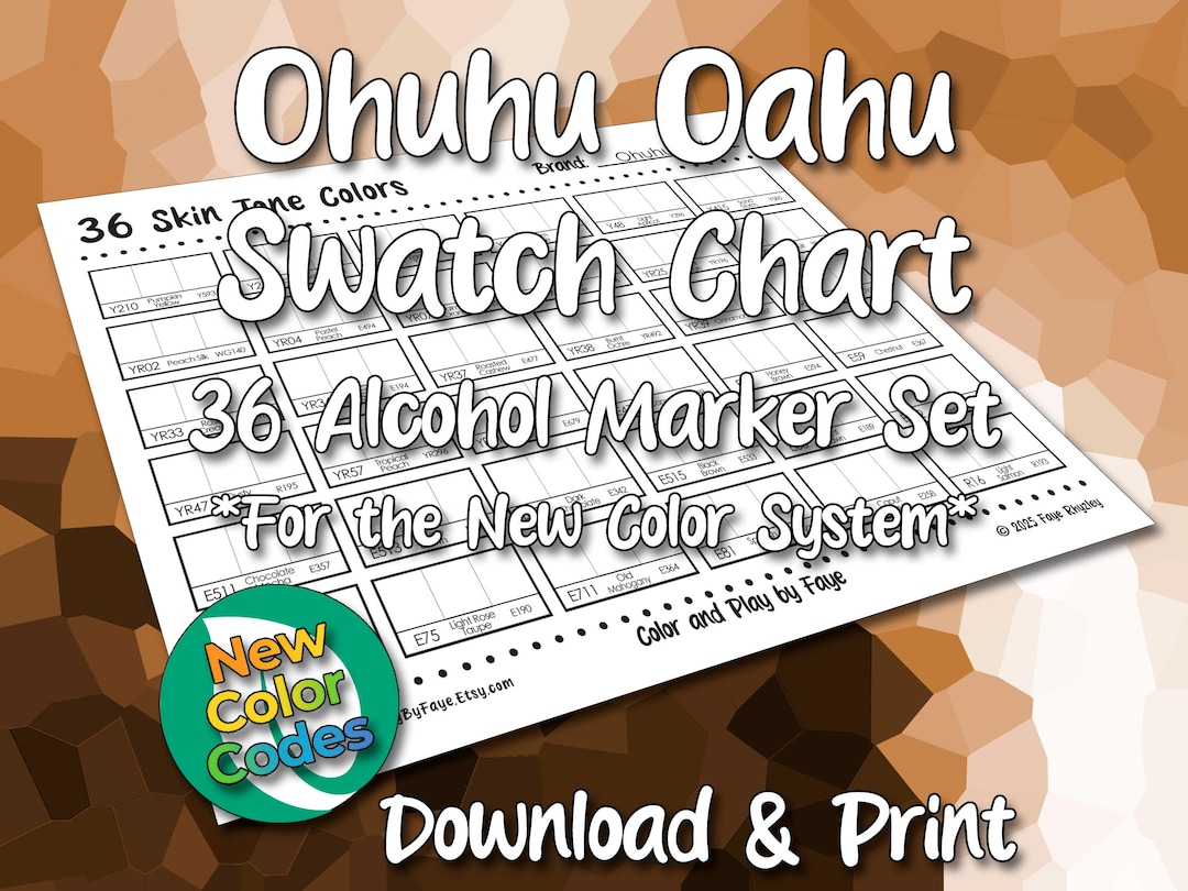 New Numbers Ohuhu Oahu 36 Swatch Chart for Skin Tones Chisel Tip ...