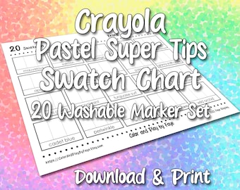 Crayola Color Chart | 100 Color Swatch Chart | 8 Set DIY Digital PDF ...
