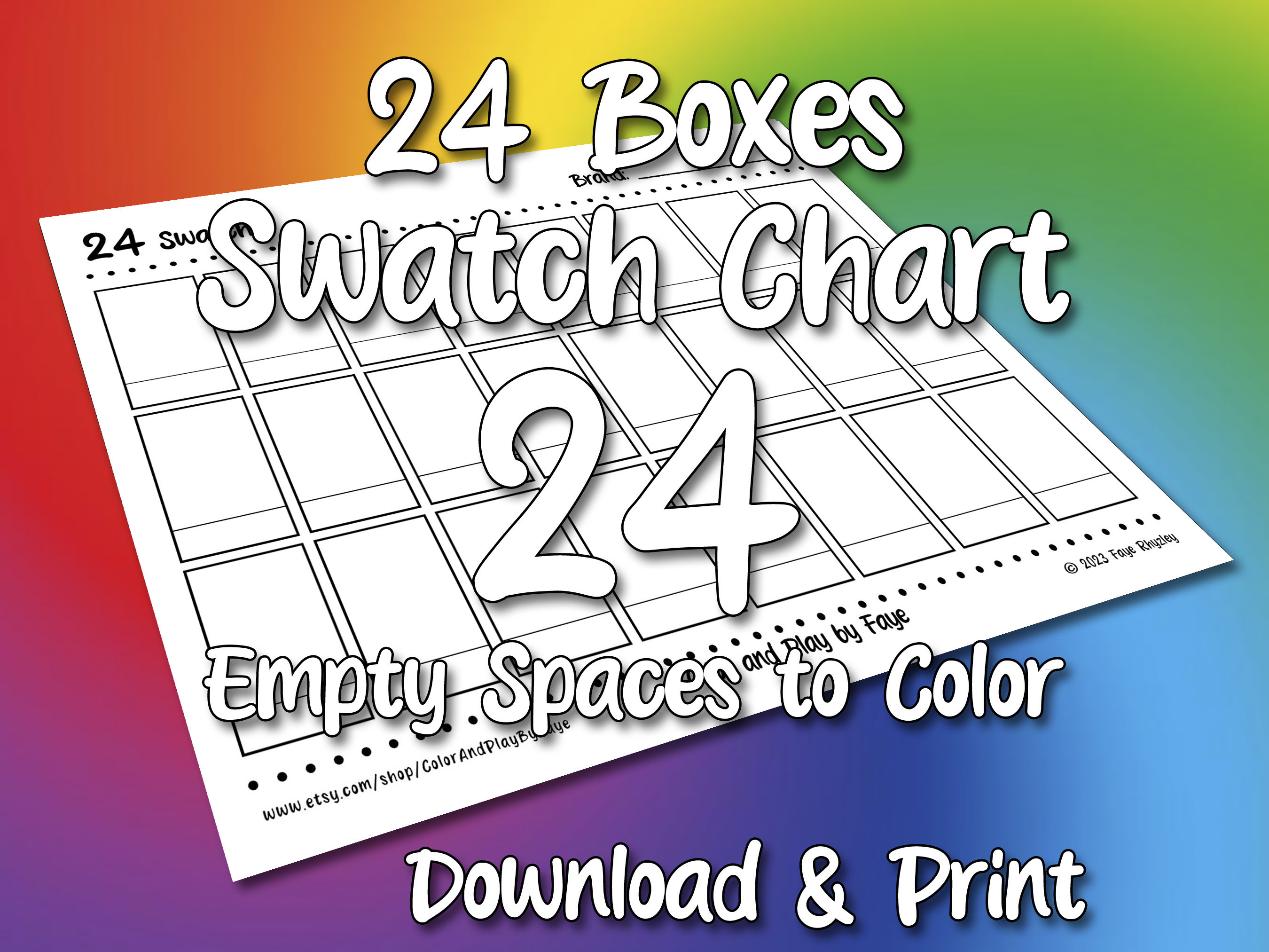 24 Swatch Blank Color Chart Printable Page DIY Color Chart - Etsy Finland