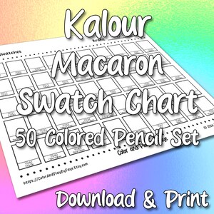 Kalour Macaron Colored Pencils 50 Swatch Page DIY Colored Pencil Charts ...