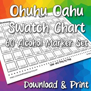 Ohuhu Oahu 60 Swatch Chart for Chisel Tip Alcohol Marker Set | DIY ...