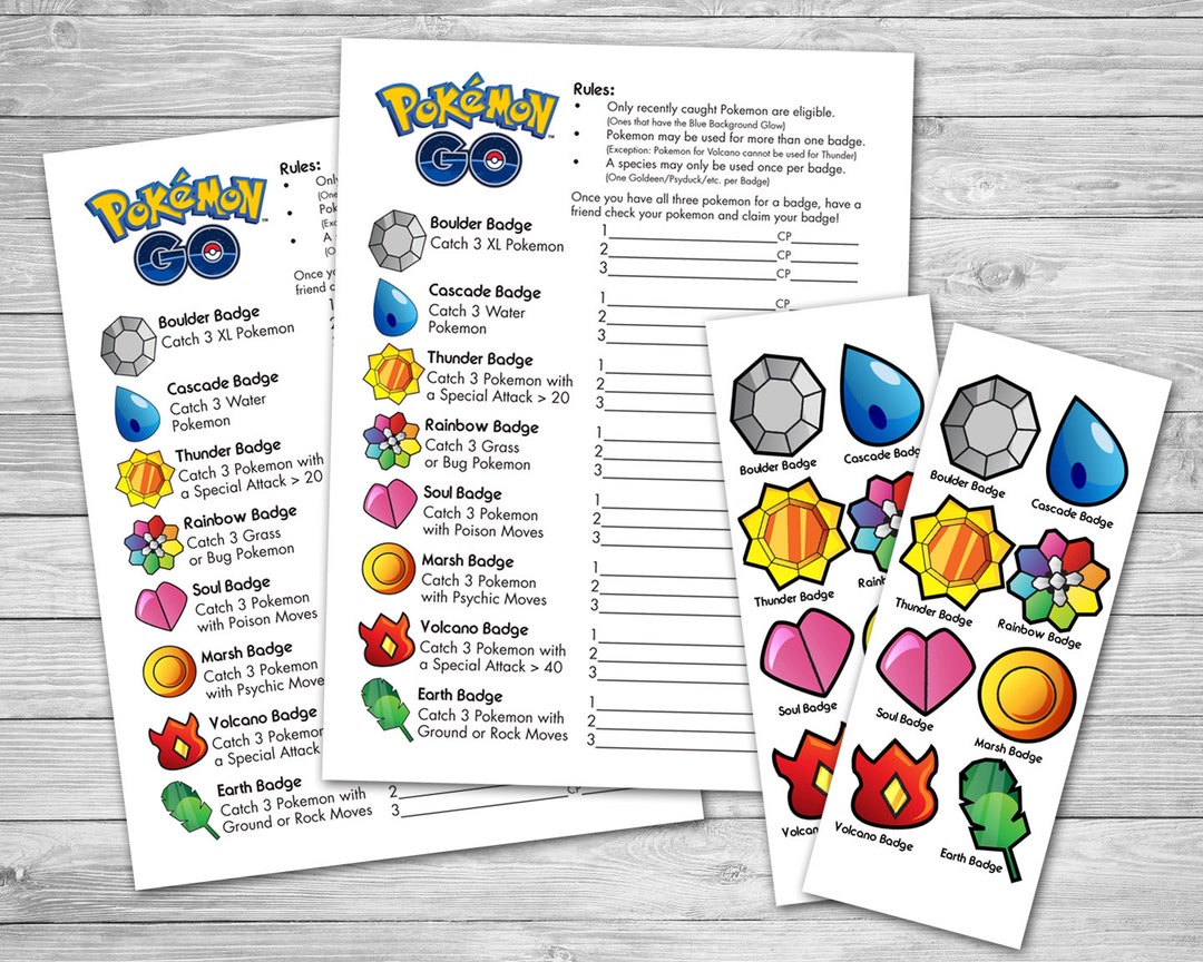 Pokemon Go Scavenger Hunt Badges Party Game | Printable PDF | US Letter ...