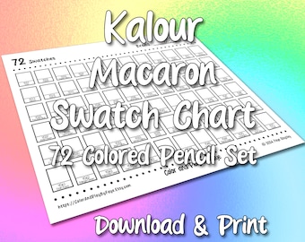 Kalour Macaron - 72 Colored Pencil Set - DIY Color Chart / Swatch Sheet ...