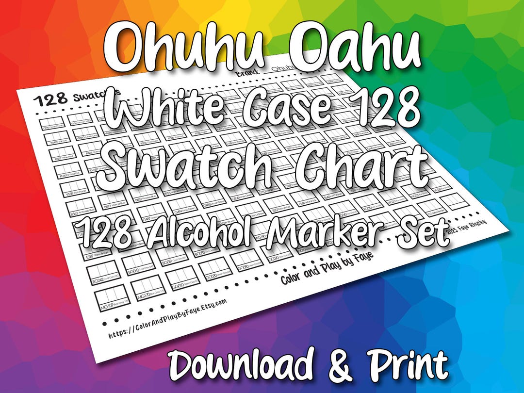 Ohuhu Oahu 128 Swatch Chart (OLD System) - Printable PDF Color Chart - Etsy