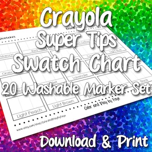 Crayola Super Tips 20 Swatch Chart for Marker Set | DIY Printable PDF ...