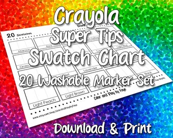Crayola Color Chart 100 Color Swatch Chart 8 Set DIY Digital PDF File ...