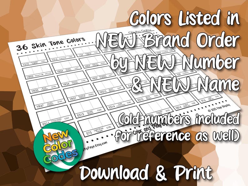 New Numbers Ohuhu Oahu 36 Swatch Chart for Skin Tones Chisel Tip ...
