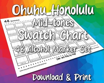 Ohuhu Honolulu 320 Marker Swatch Blank Chart Printable DIY Color Chart ...