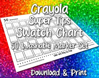 Crayola Super Tips 100 Swatch Chart for Marker Set | DIY Printable PDF ...