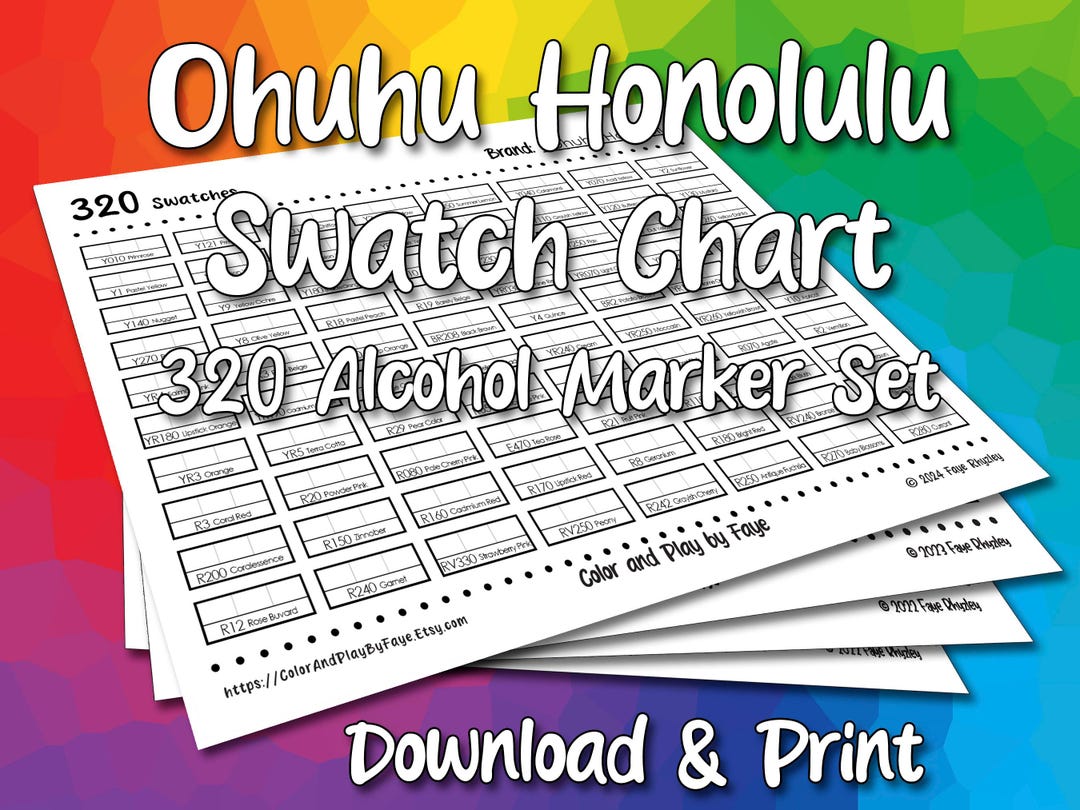 Ohuhu Honolulu 320 Swatch Chart for Brush Tip Alcohol Marker Set | DIY ...