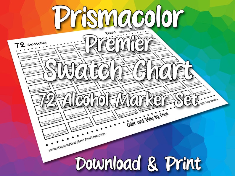 Prismacolor 72 Marker Swatch Blank Chart Printable DIY Color Chart ...