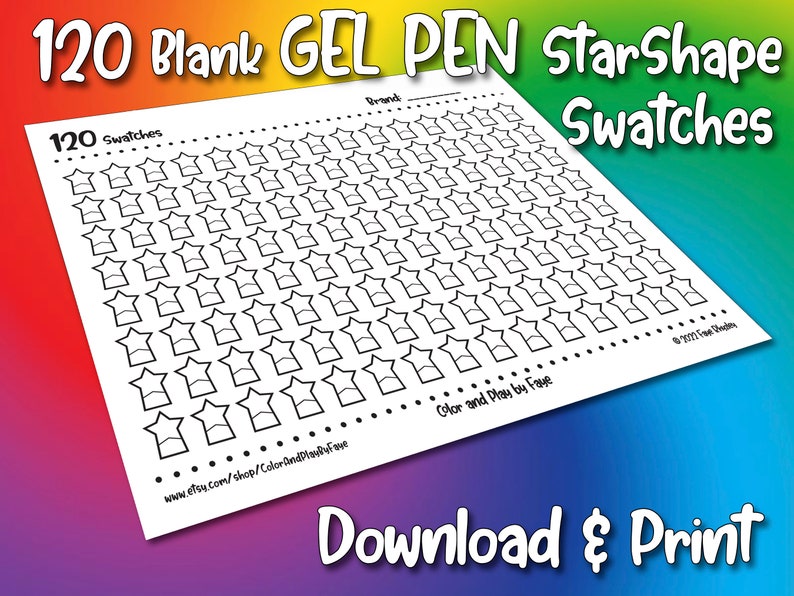 120 Blank Gel Pens Swatch Chart Page DIY Colored Chart - Etsy