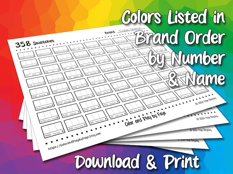 Copic Sketch 358 Swatch Chart for Brush Tip Alcohol Marker Range | DIY ...