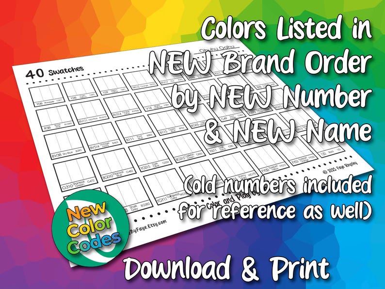 New Numbers Ohuhu Oahu 40 Swatch Chart for Chisel Tip Alcohol Marker ...