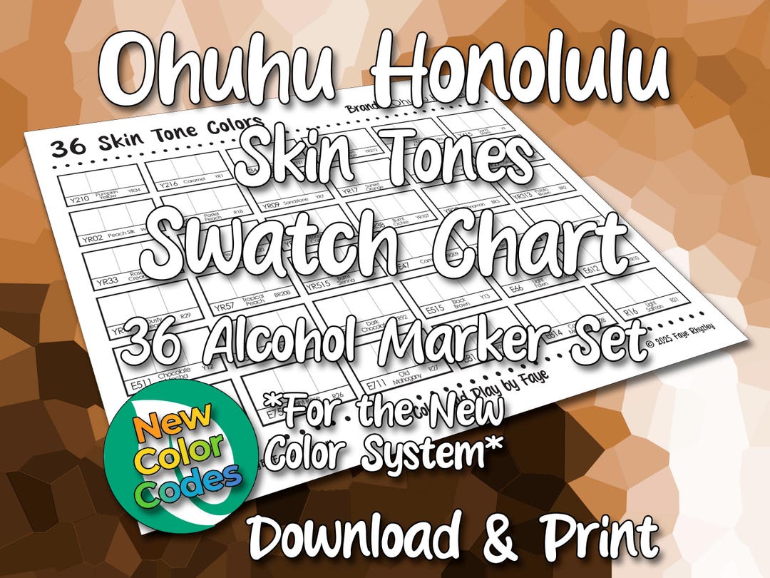 New Numbers Ohuhu Honolulu 36 Swatch Chart for Skin Tones Brush Tip ...