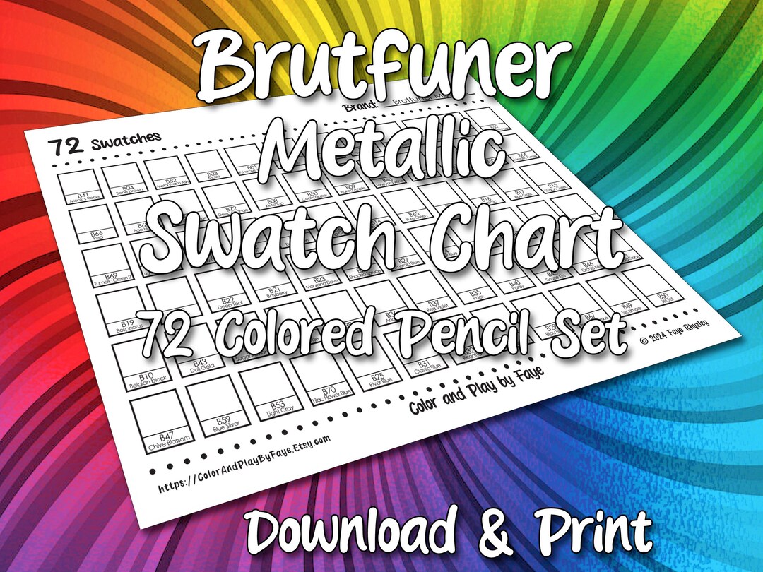 Brutfuner Metallic Colored Pencils 72 Swatch Page DIY Colored Pencil ...