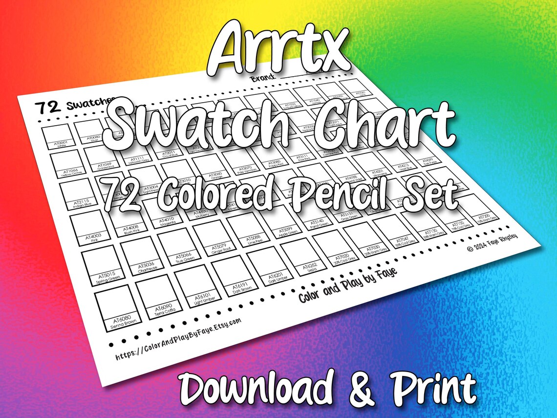 Arrtx 72 Swatch Chart for Colored Pencil Set | DIY Printable PDF Color ...